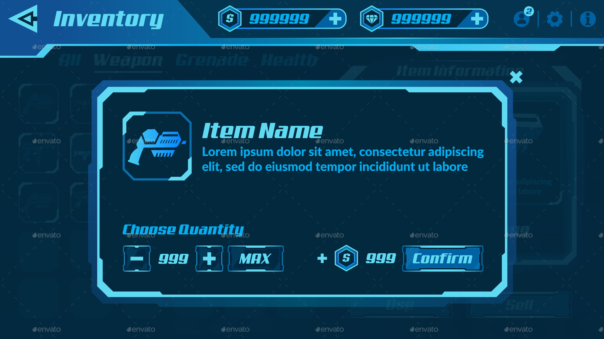 Sci-Fi RPG Aurora Mobile UI, Game Assets | GraphicRiver
